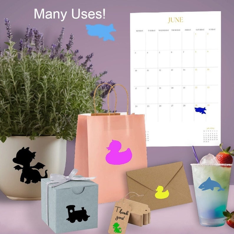 Waterproof Vinyl Sticker, 1 Sheet, Baby Airplane, Dragon, Rubber Duck ...