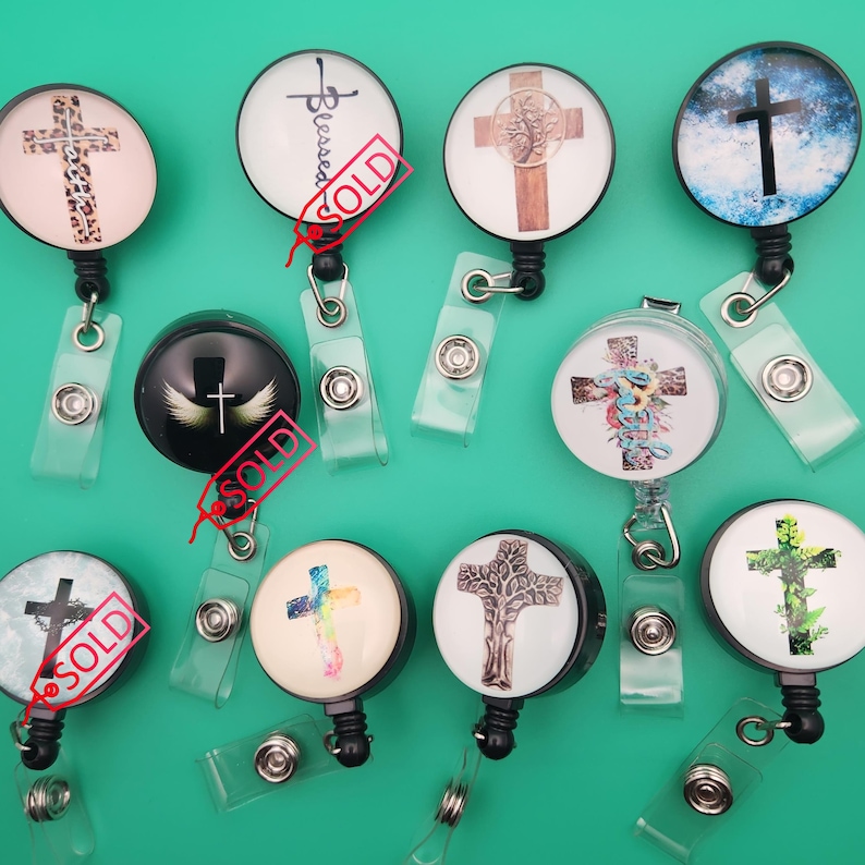 Holy Cross Badge Reel: Retractable Swivel Alligator Clip - Etsy