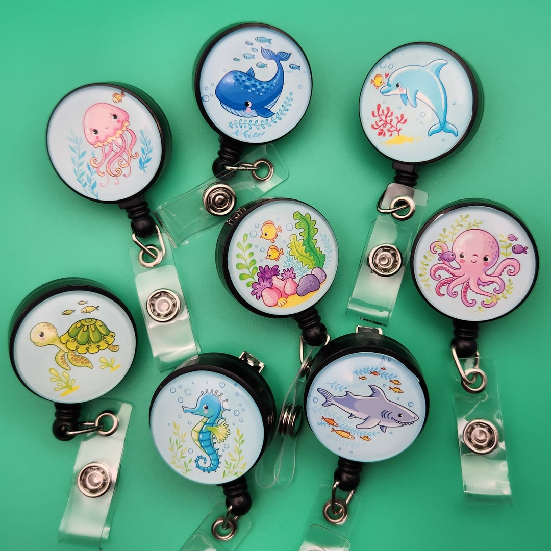 Marine Animals Badge Reel: Retractable Alligator Clip - Sea Life - Etsy