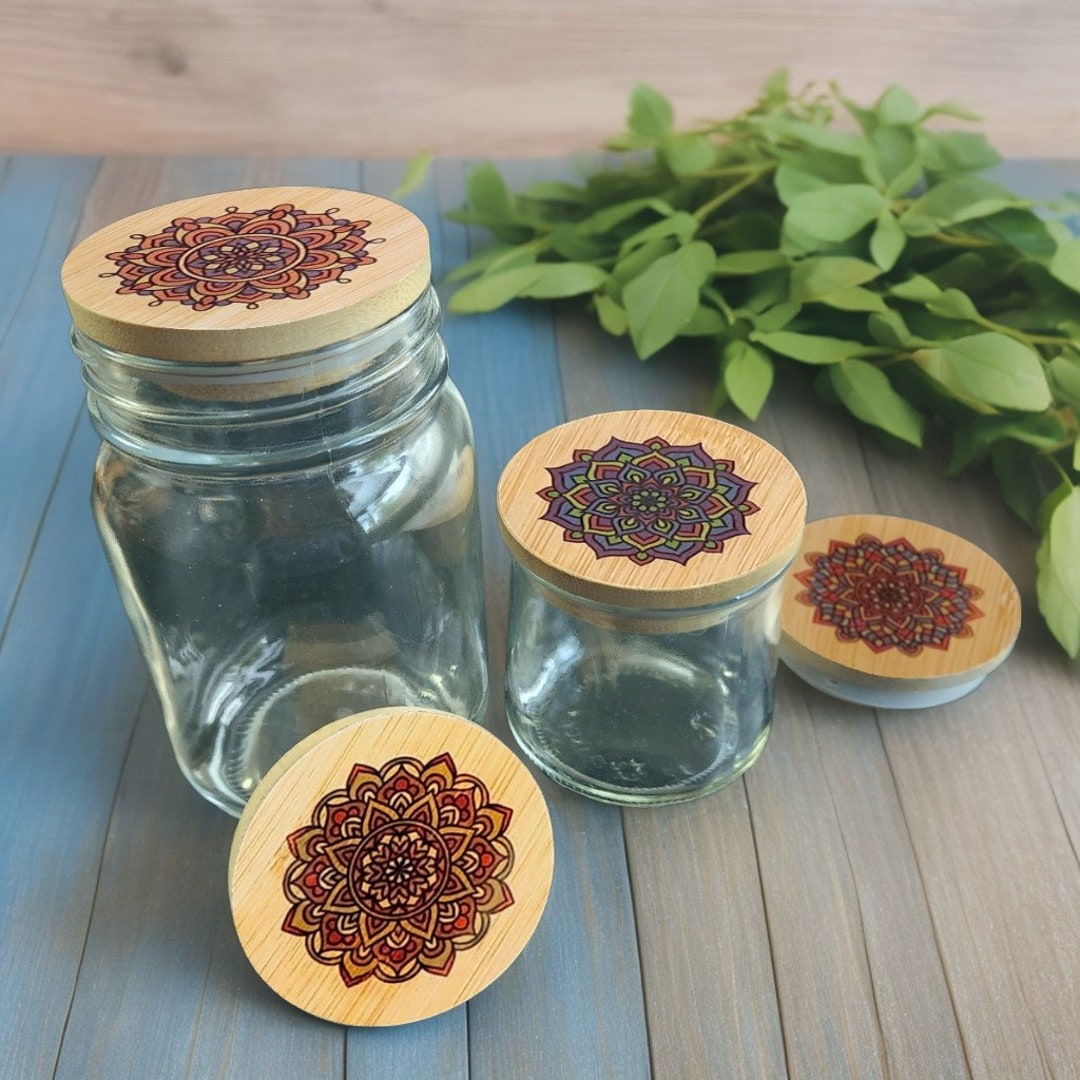 Colorful Mandala Qui & Mason Jar Wooden Lids - Set of 3 - Great for ...