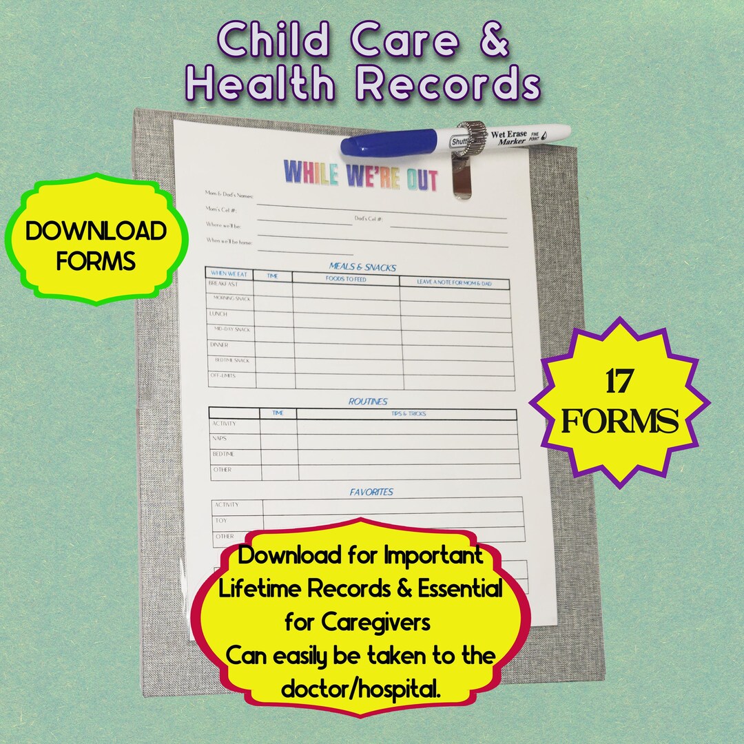 Child Care Medical Forms: Babysitter Emergency Contact Info (download ...