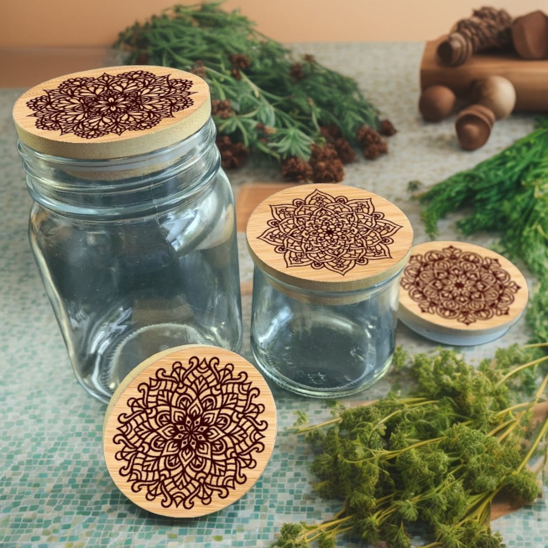 Beautiful Mandala Qui & Mason Jar Decorative Wooden Lids - Set of 3 - Etsy