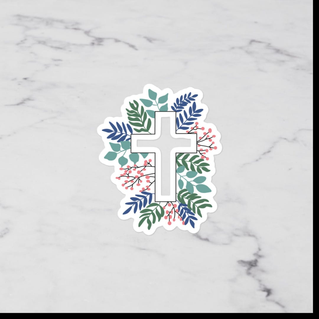 Botanical Cross Sticker - Etsy