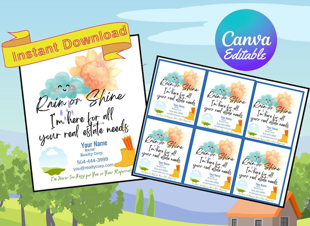 Real Estate Rain or Shine Pop By| Canva Editable | Realtor Marketing ...