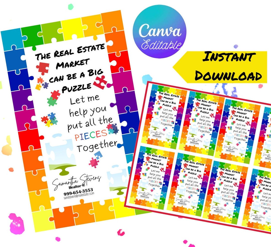 Real Estate Can Be a Big PUZZLE Pop By| Canva Editable | Realtor ...