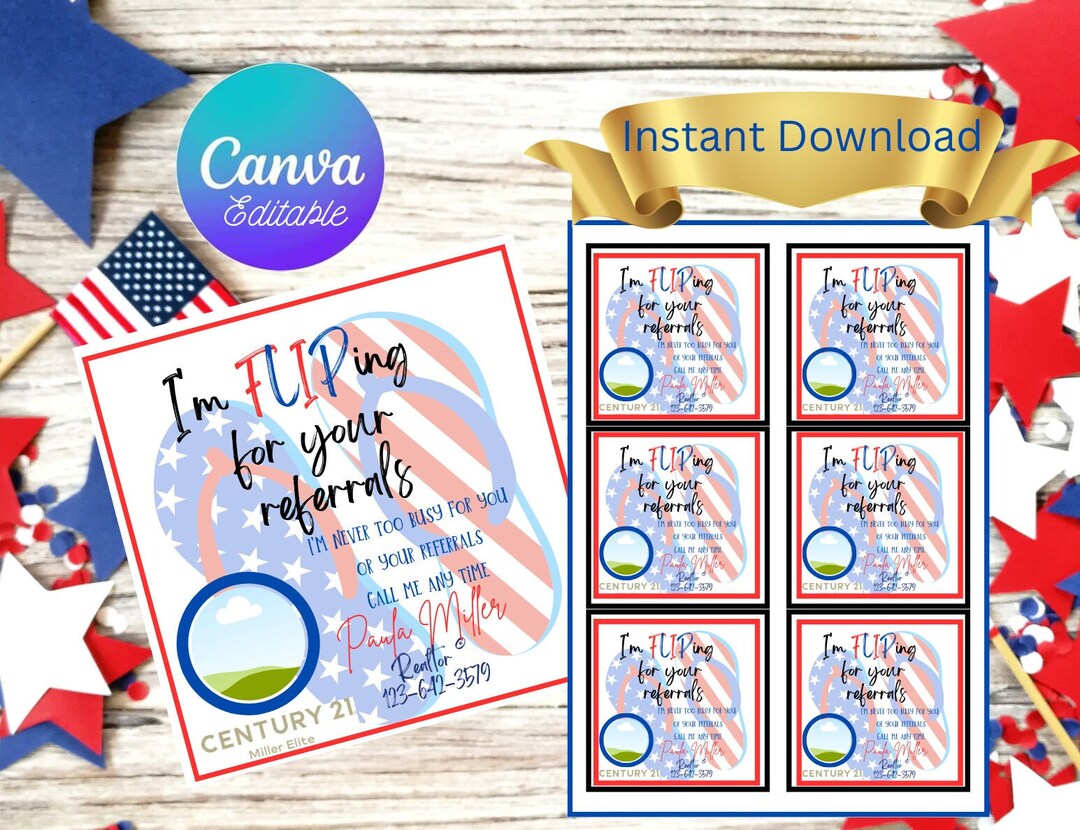4th of July Flip Flop Realtor Pop by Tags | Canva Editable | Real ...