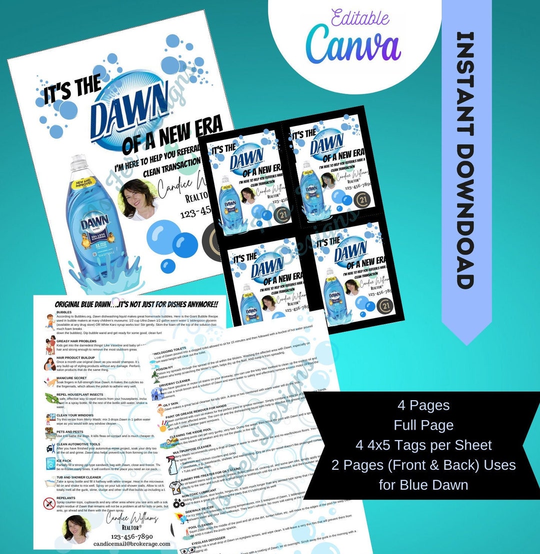 Realtor Dawn Dish Soap Pop by Gift Tags for Clients, It's a Dawn of a ...