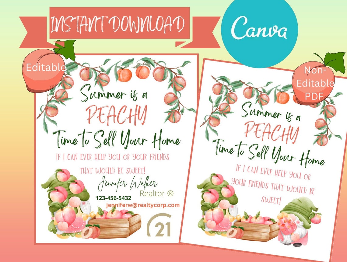 Peachy Realtor Pop by Tags | Canva Editable | Real Estate Marketing ...