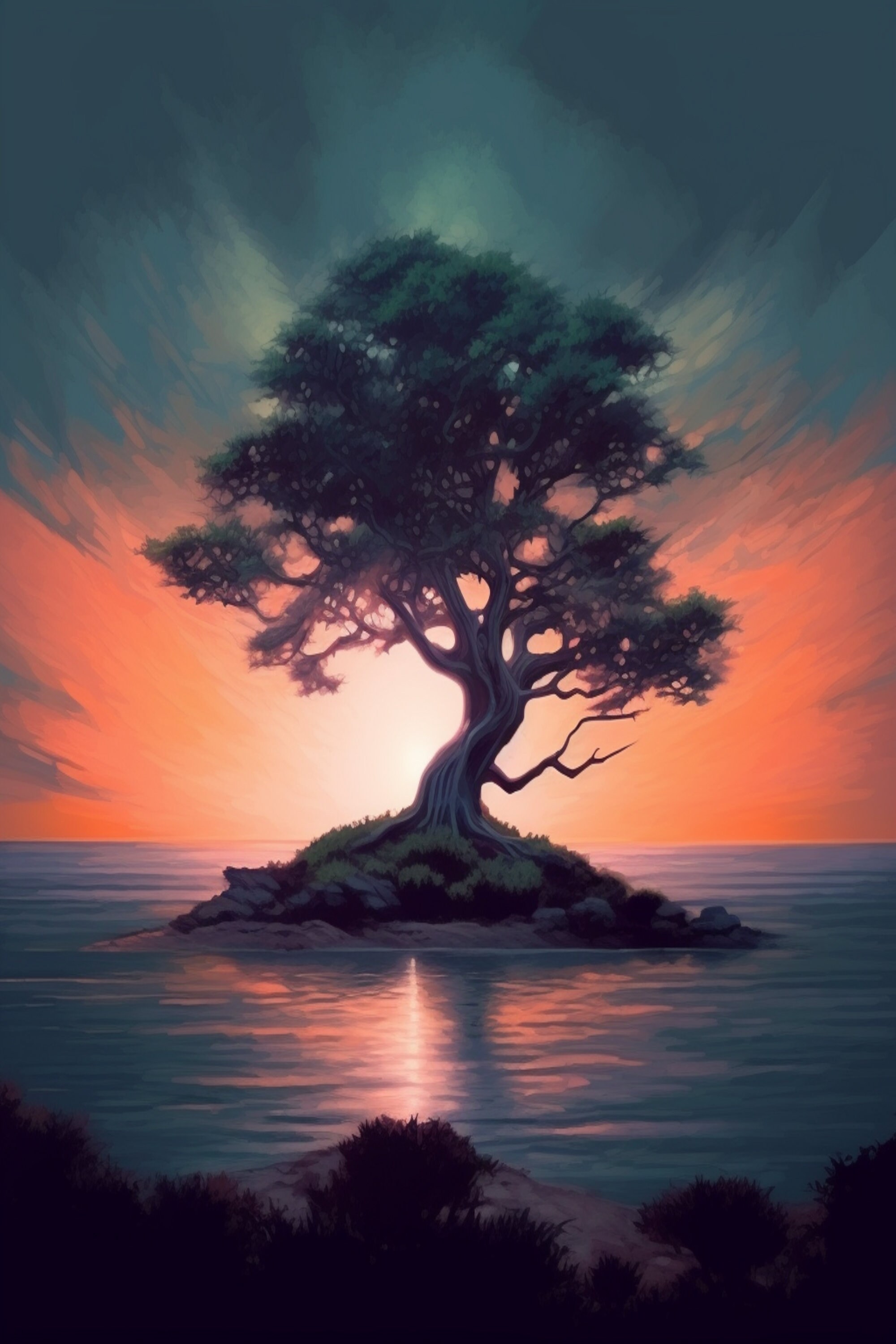 Tree in Sunset - Etsy