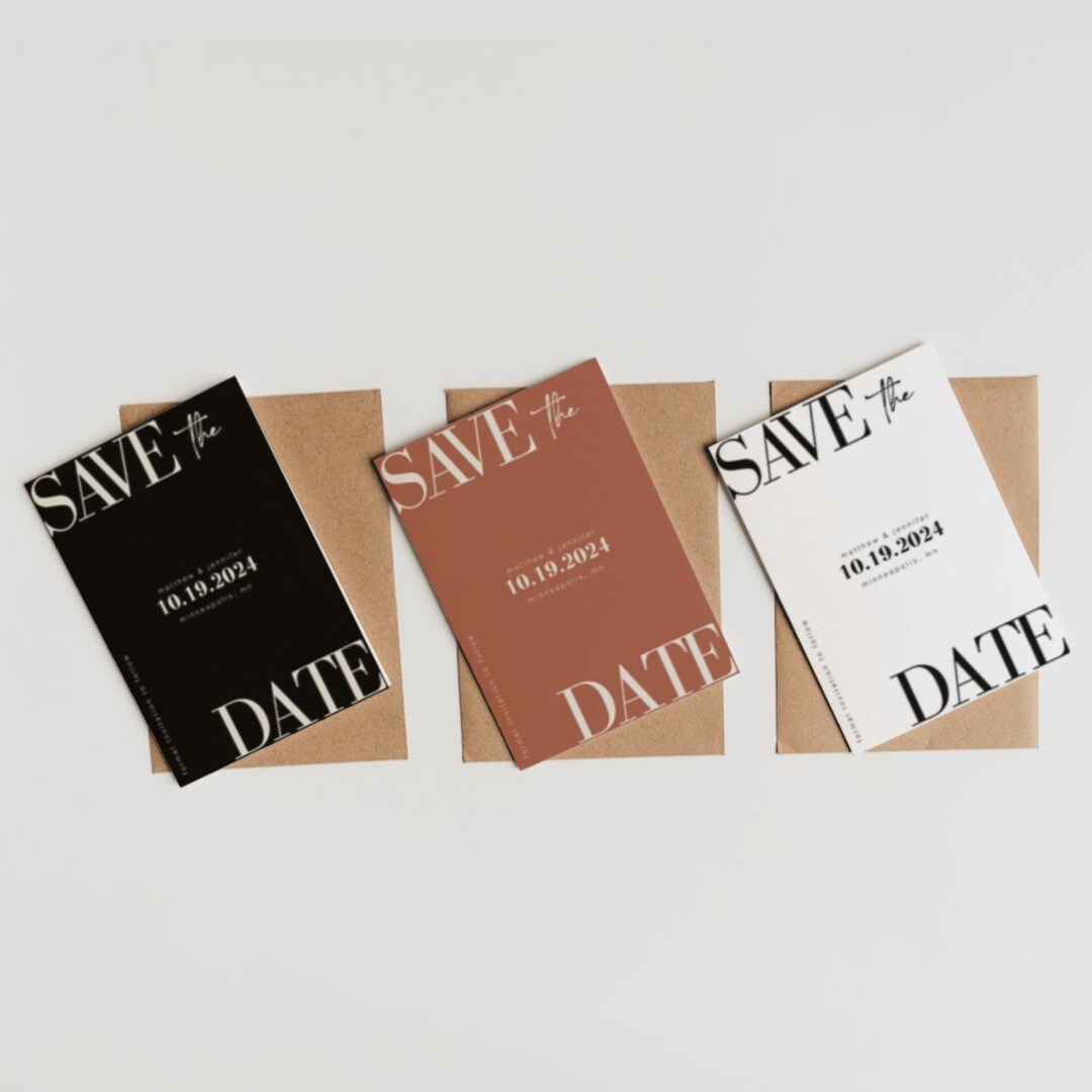 Bold, Chic, & Contemporary Save the Date Template, Editable Save the ...
