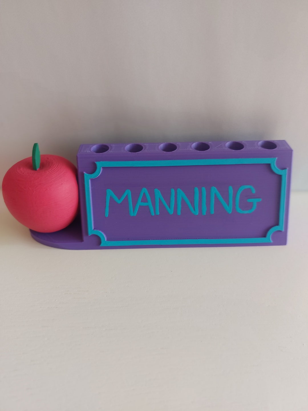 Personalized Name Plate With Apple Pen Holder 3D Print for Teacher ...