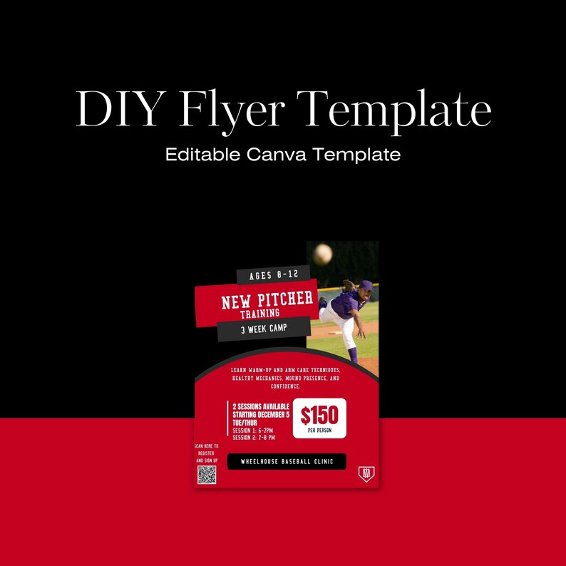 Editable Canva Baseball Training Flyer Template, Customizable Canva ...