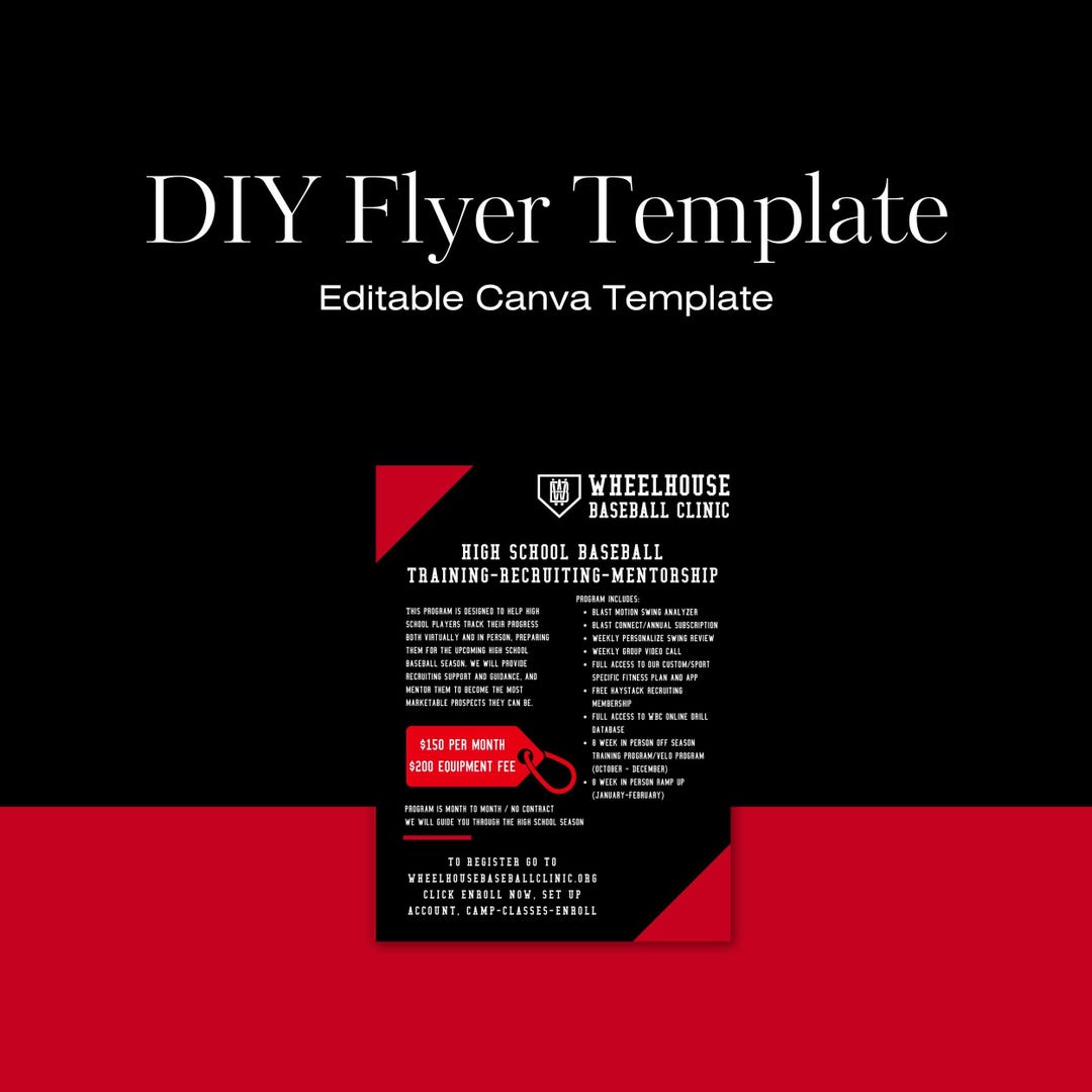 Baseball Flyer Template, High School Baseball Template, Editabke ...