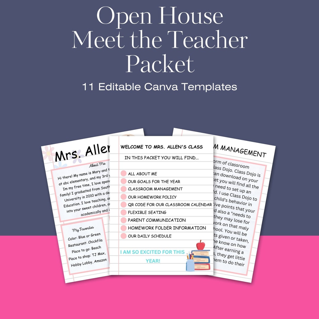 Editable Canva Open House Templates, Meet the Teacher Packet, Printable ...