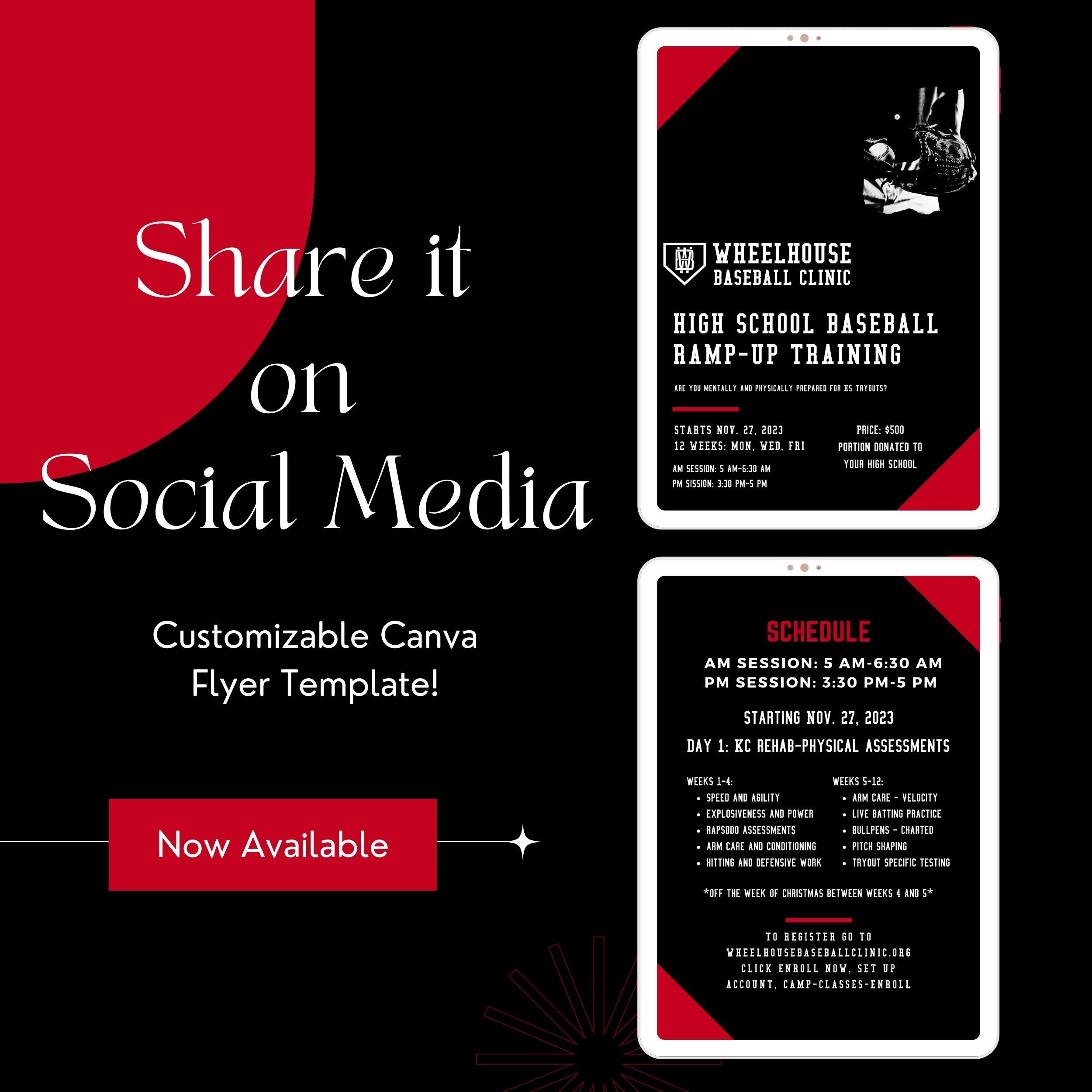 Editable Baseball Training Flyer Template: Canva Sport Promotion ...