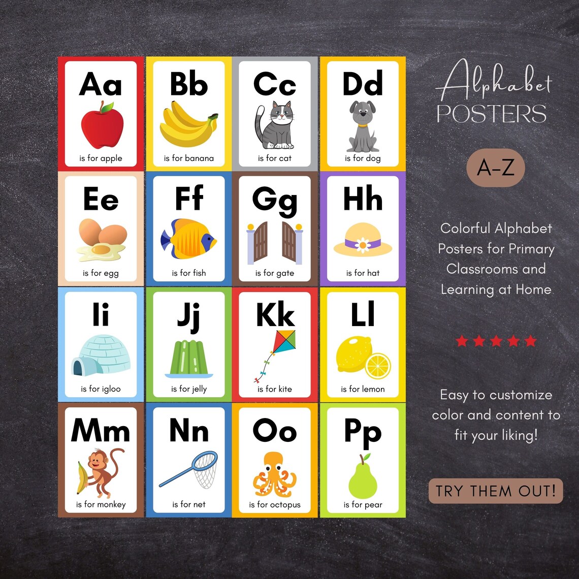 Alphabet Posters, Letter Posters, Primary Learning Posters, Educational ...