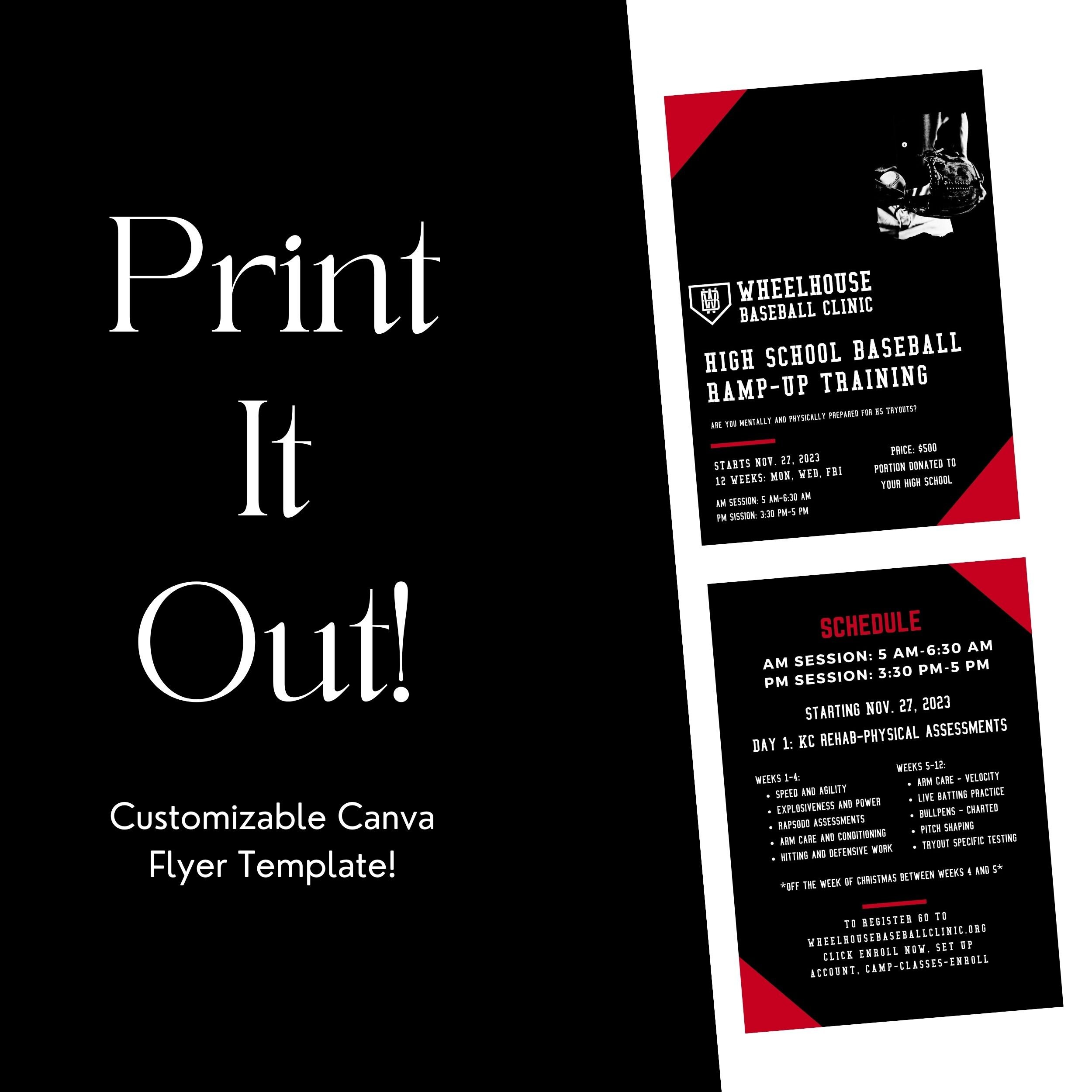 Editable Baseball Training Flyer Template: Canva Sport Promotion ...