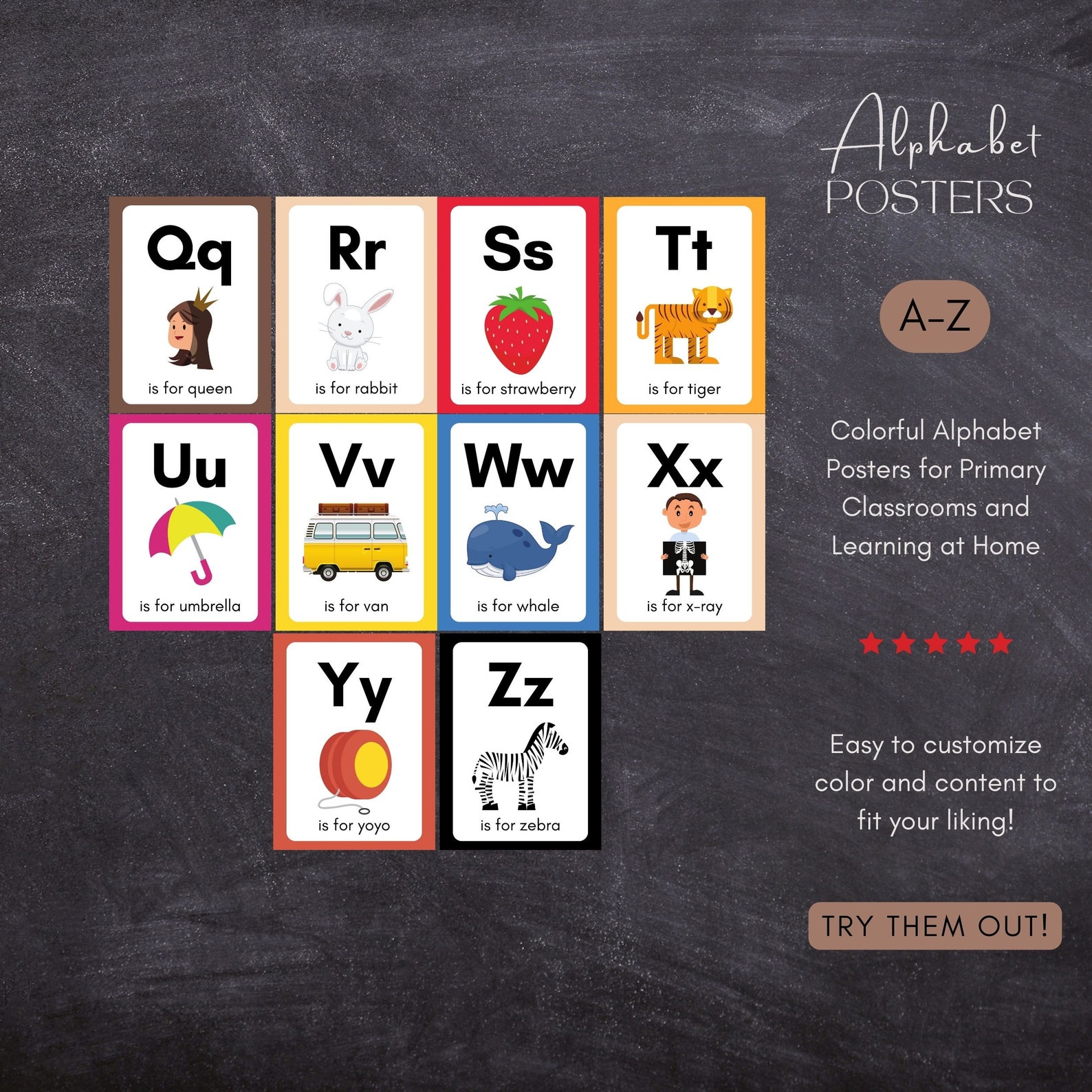 Alphabet Posters, Letter Posters, Primary Learning Posters, Educational ...