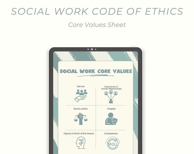 Social Work Code of Ethics Core Values Sheet - Etsy
