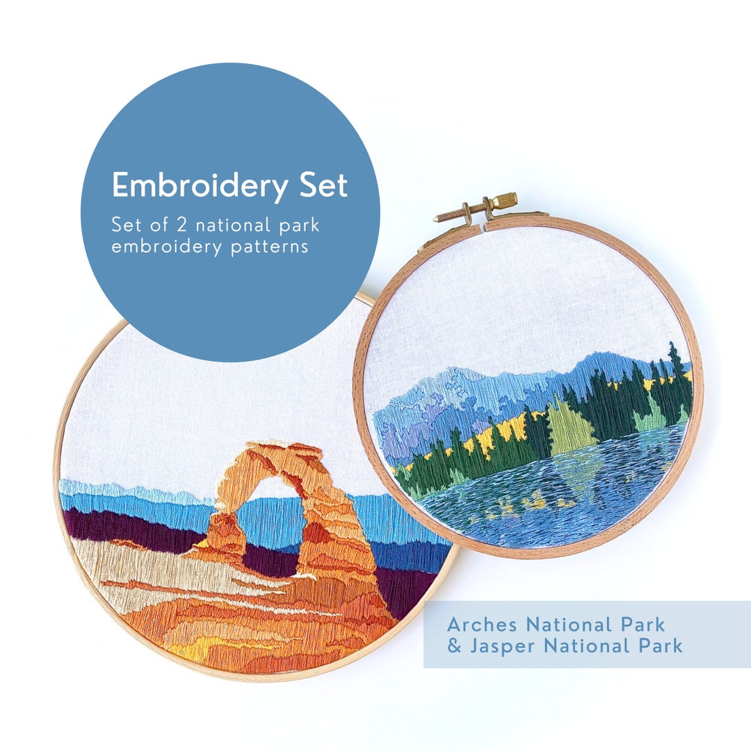 Set of 2 National Park Landscape Embroidery Pattern Bundle, PDF ...