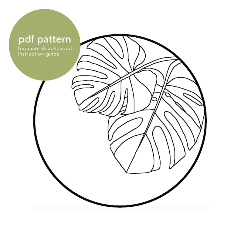 Variegated Monstera Leaves Plant Embroidery Pattern, PDF Instructions ...