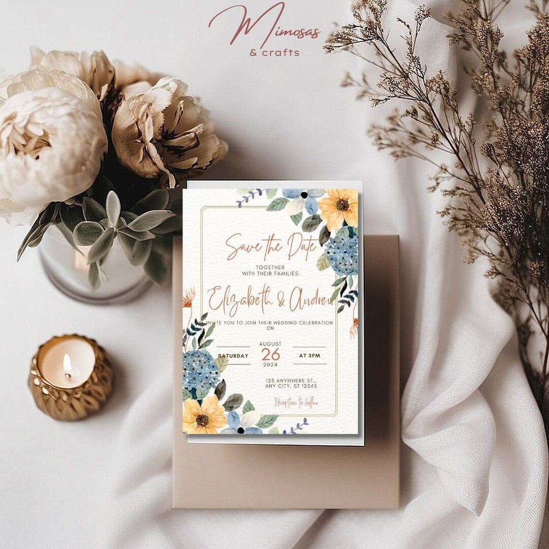 Wedding Save the Date Template, Elegant Wedding Save the Date, Border ...