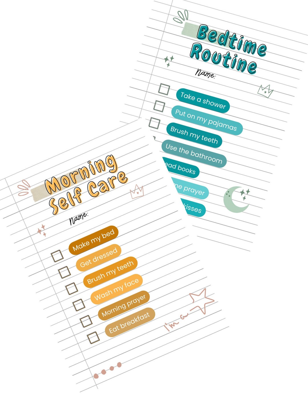 Kids Morning and Bedtime Routine Checklist - Etsy