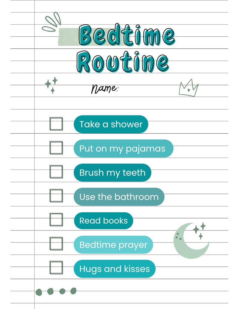 Kids Morning and Bedtime Routine Checklist - Etsy