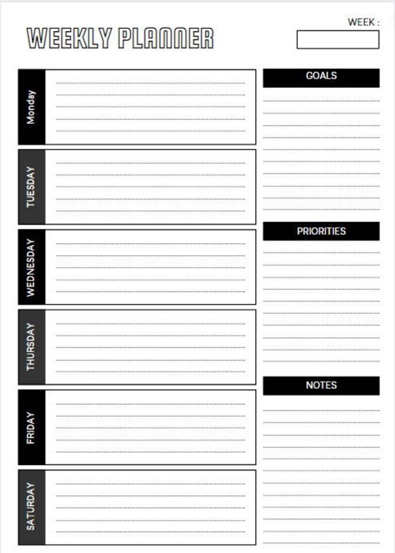 Simple Printable Weekly Planner - Etsy