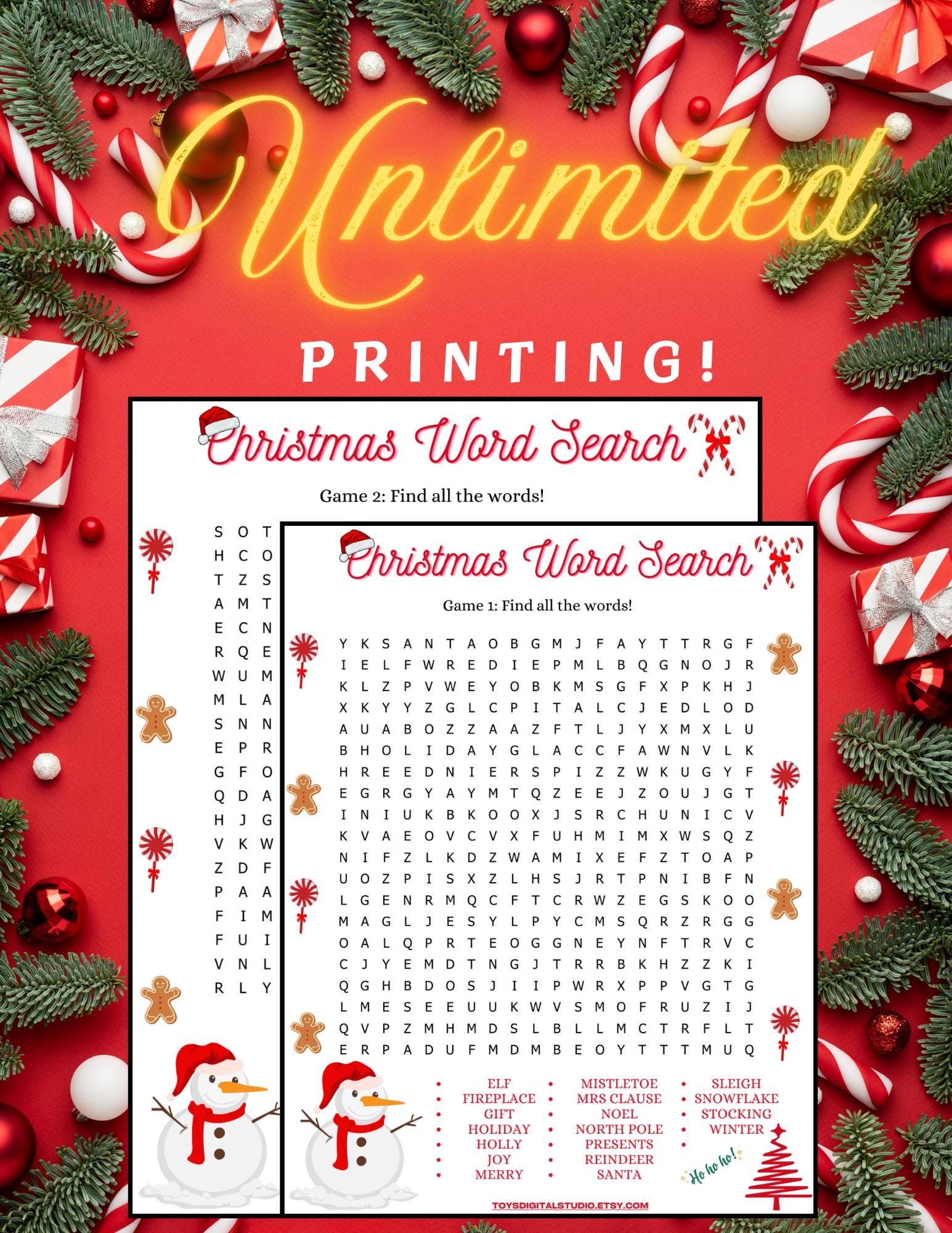 Printable Christmas Word Search Puzzle Fun Holiday Activity for Kids ...