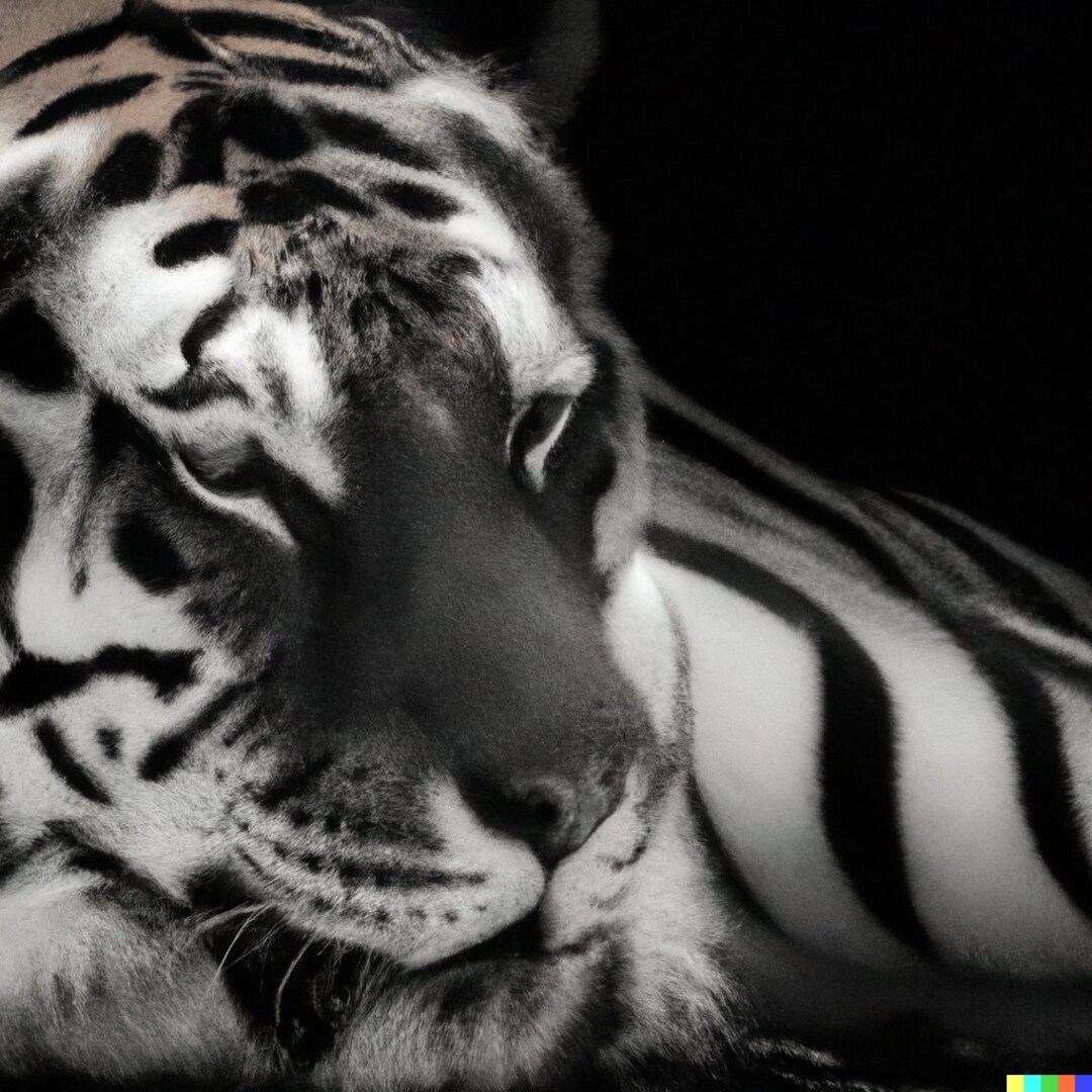 Dall-e AI Generated Art- Black and White Contrast Tiger - Etsy