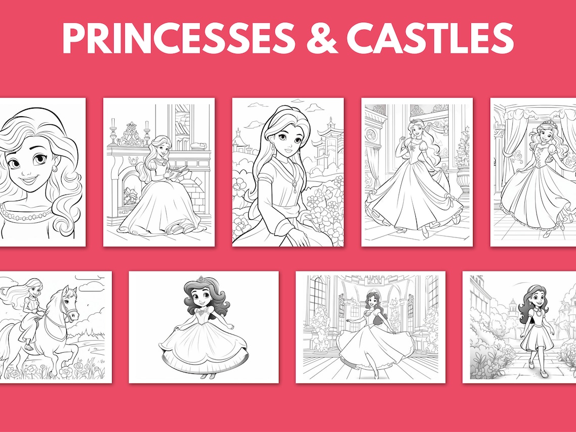 PRINCESS Coloring Pages for Kid PRINCESS Coloring Book for - Etsy