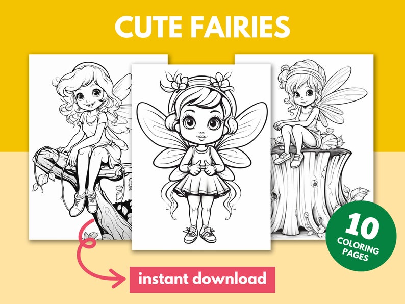 COLORING BOOK FAIRY for Kids Coloring Pages for Kids Fairy - Etsy