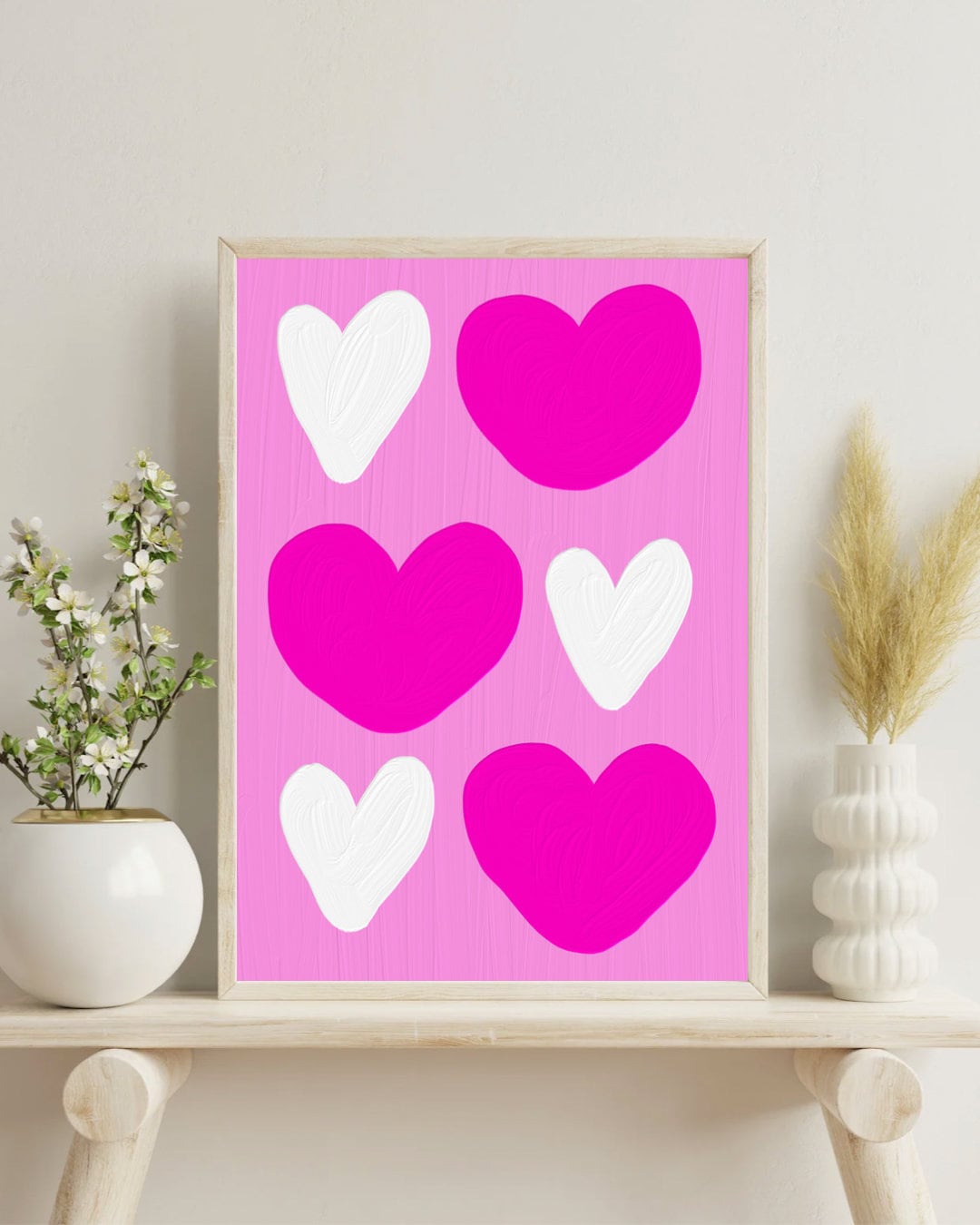 Barbiecore Pink Heart Wall Decor, Aestetic Y2k Pink Wall Poster, Boho ...