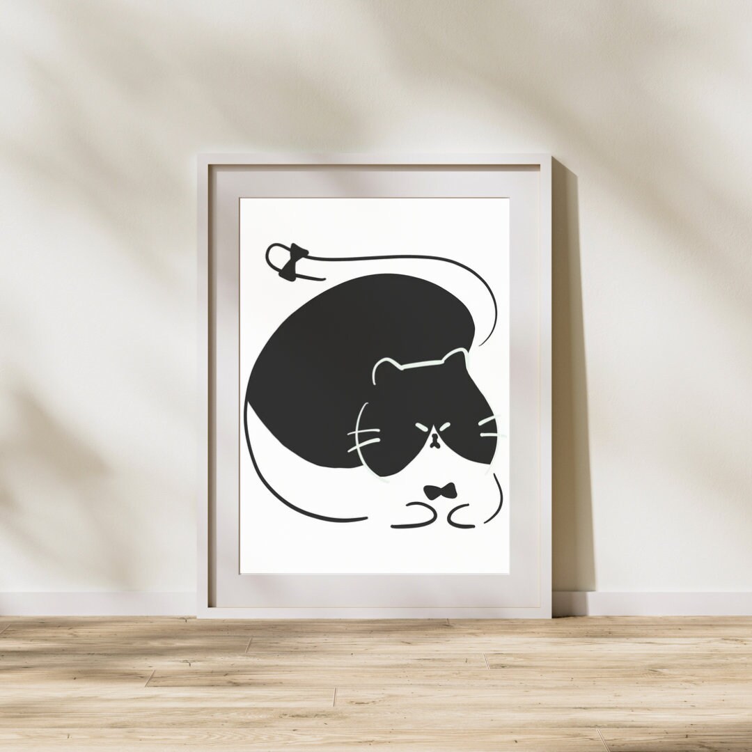 Tuxedo Cat Loaf Cat Poster, Cat Lovers Gift, Kids Room Wall Decor, Cat ...