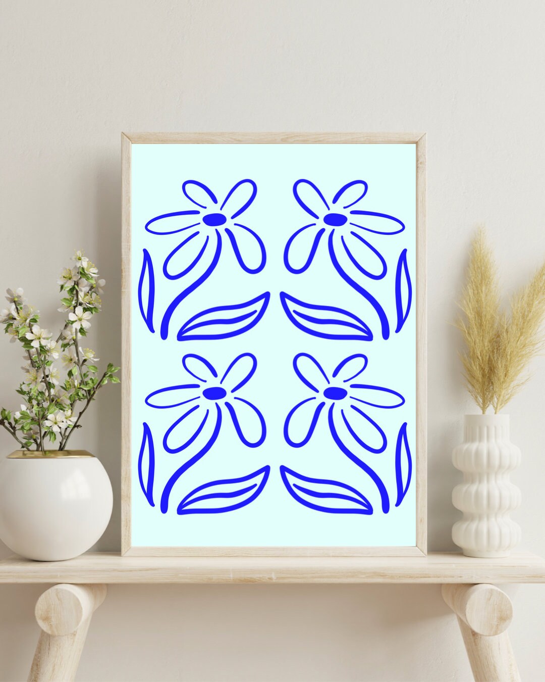 Flower Line Pattern Wall Decor, Botanical Prints, Fine Line Poster ...