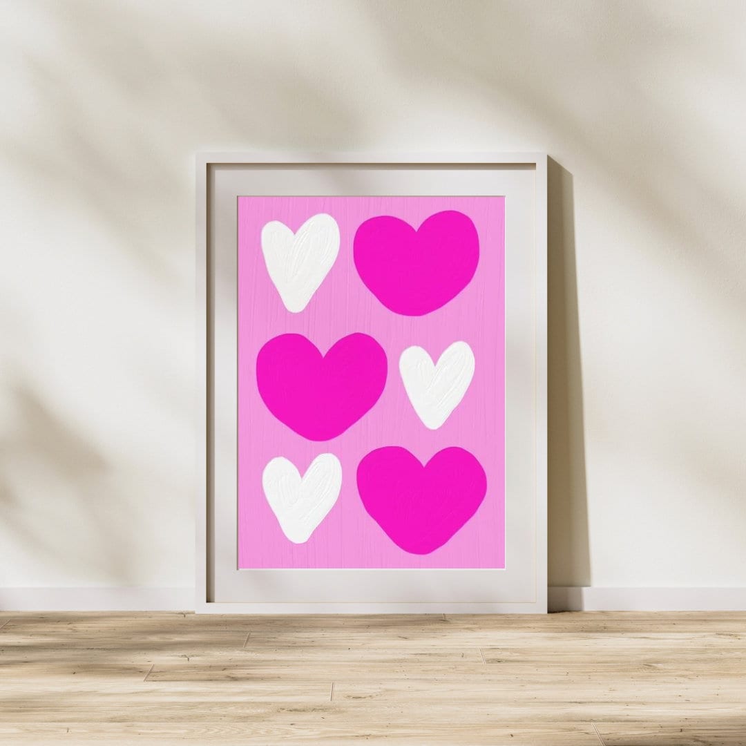 Barbiecore Pink Heart Wall Decor, Aestetic Y2k Pink Wall Poster, Boho ...