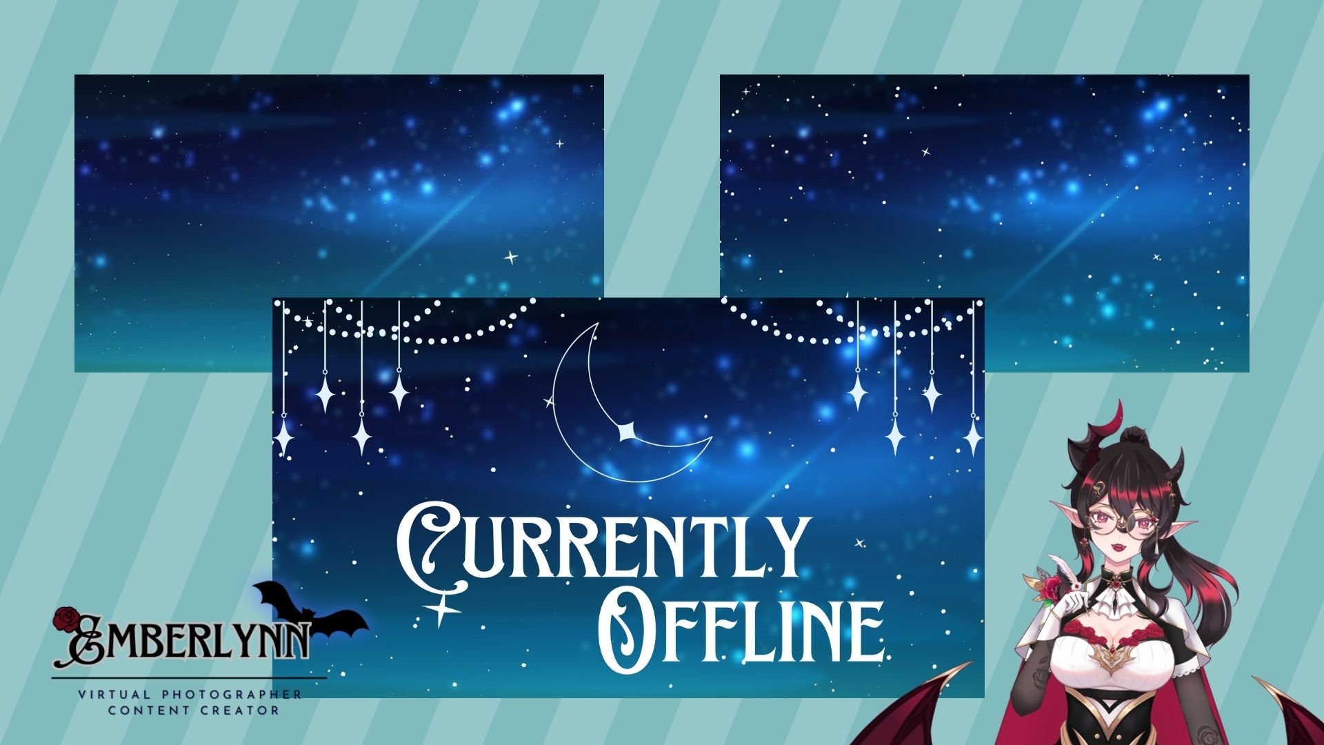 Starry Night Animated Twitch Stream Overlay Panels Intermission Scenes Chatting Vtuber Starry ...
