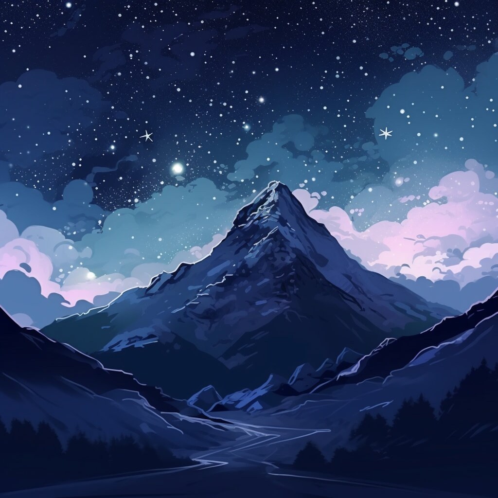 Lofi Mountain Background, Digital Lofi Art, Digital Download - Etsy