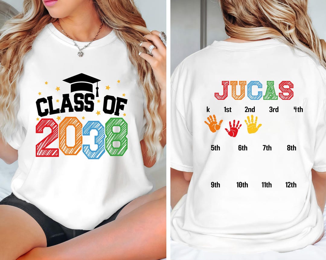 Class of 2038 Handprint Png Bundle, Personalized Name Kid Shirt, 2039 ...