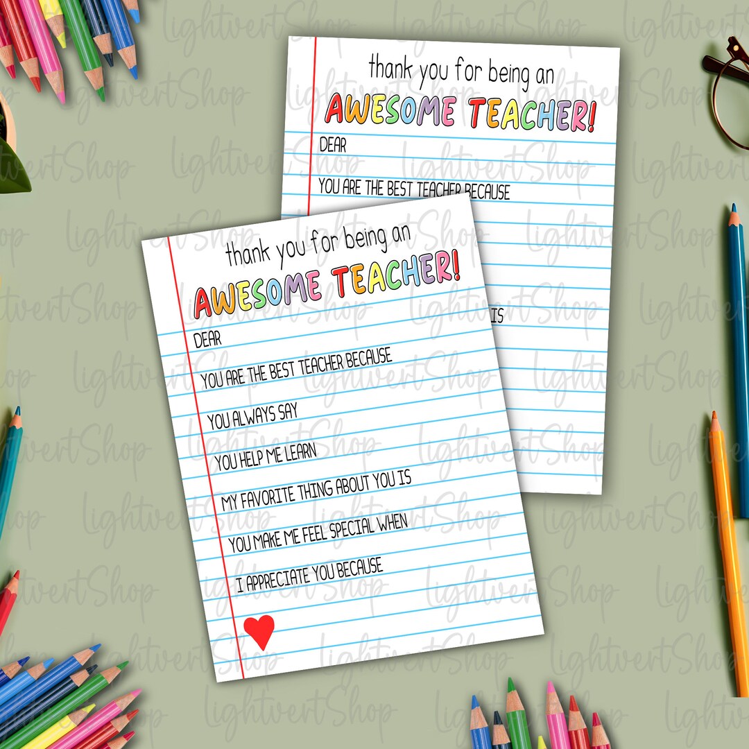 Teacher Appreciation Week, Printable Teacher Appreciation Gift, Thank ...