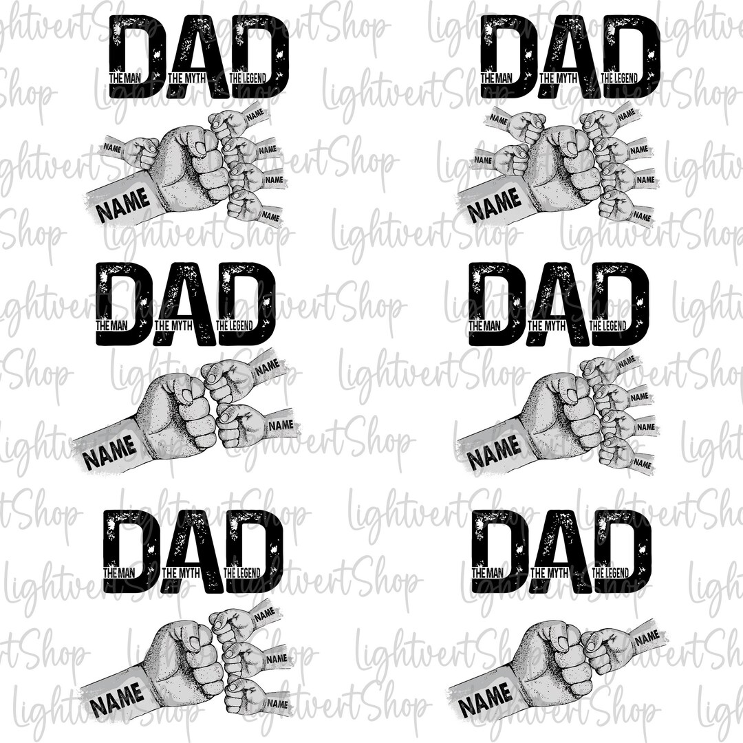 Dad the Man the Myth the Legend Png, Custom Fist Bump Set Png, Happy ...