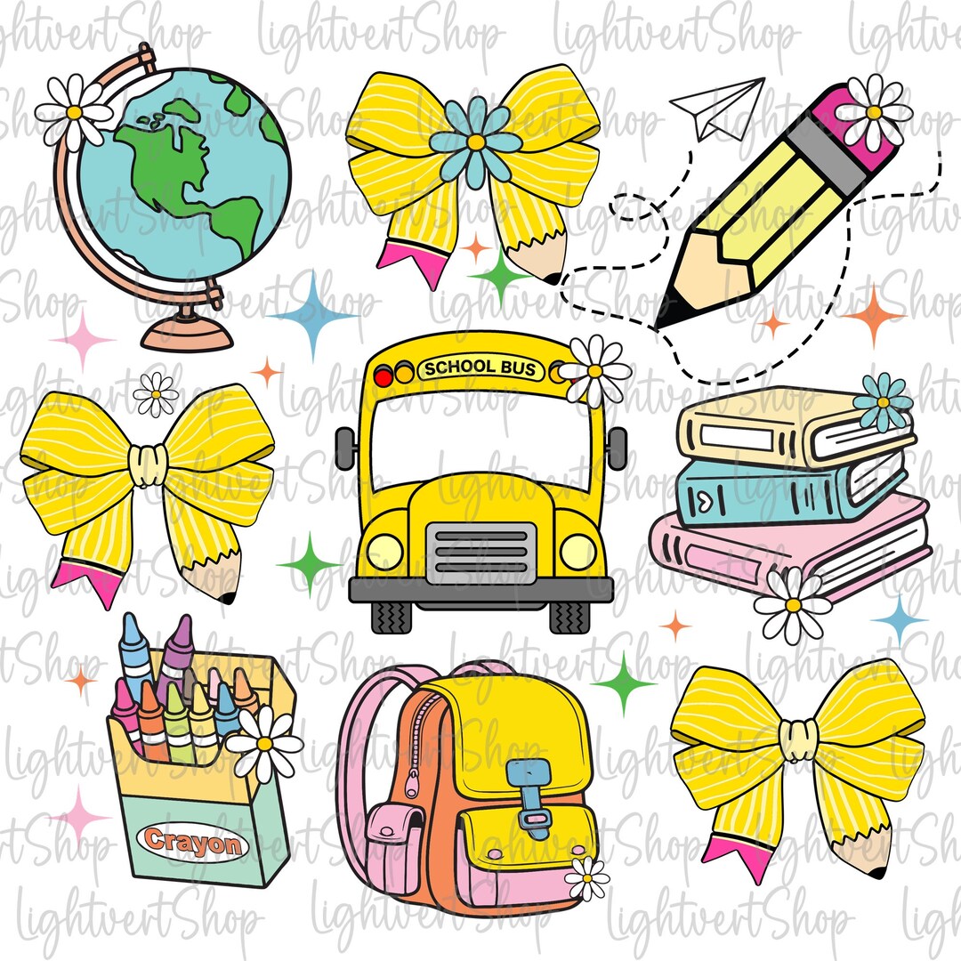 Back to School Coquette Bow Png, Teacher Png, School Bus, Girl School ...