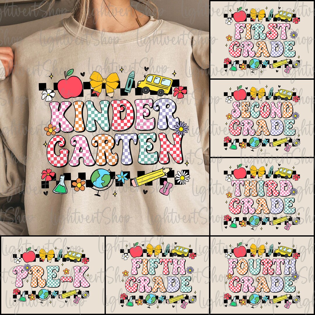 Checkered Back to School PNG Bundle, Teacher 1st/2nd/3rd Grade Png ...
