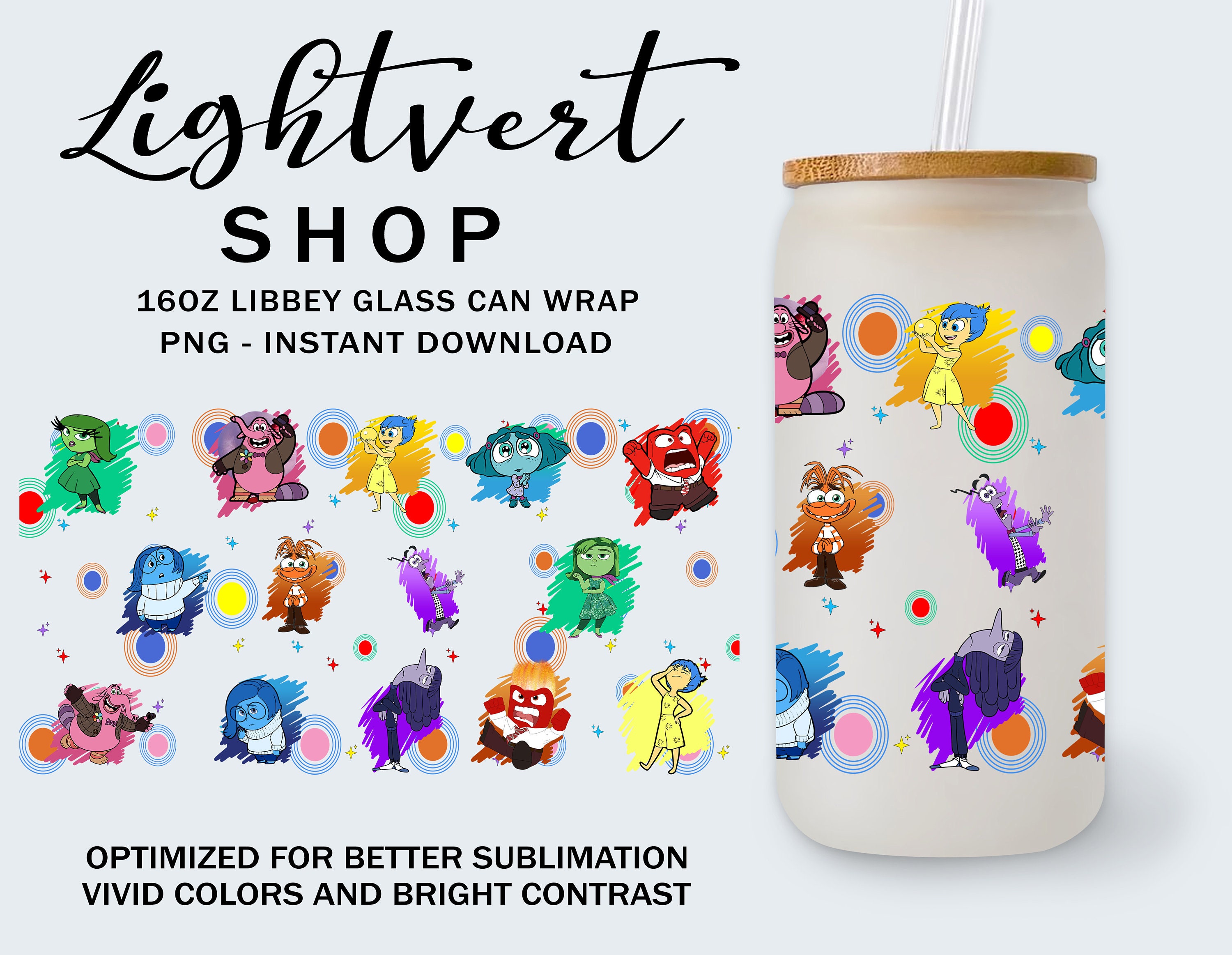 Emociones de dibujos animados Amigos 16oz Libbey Can Glass Png ...