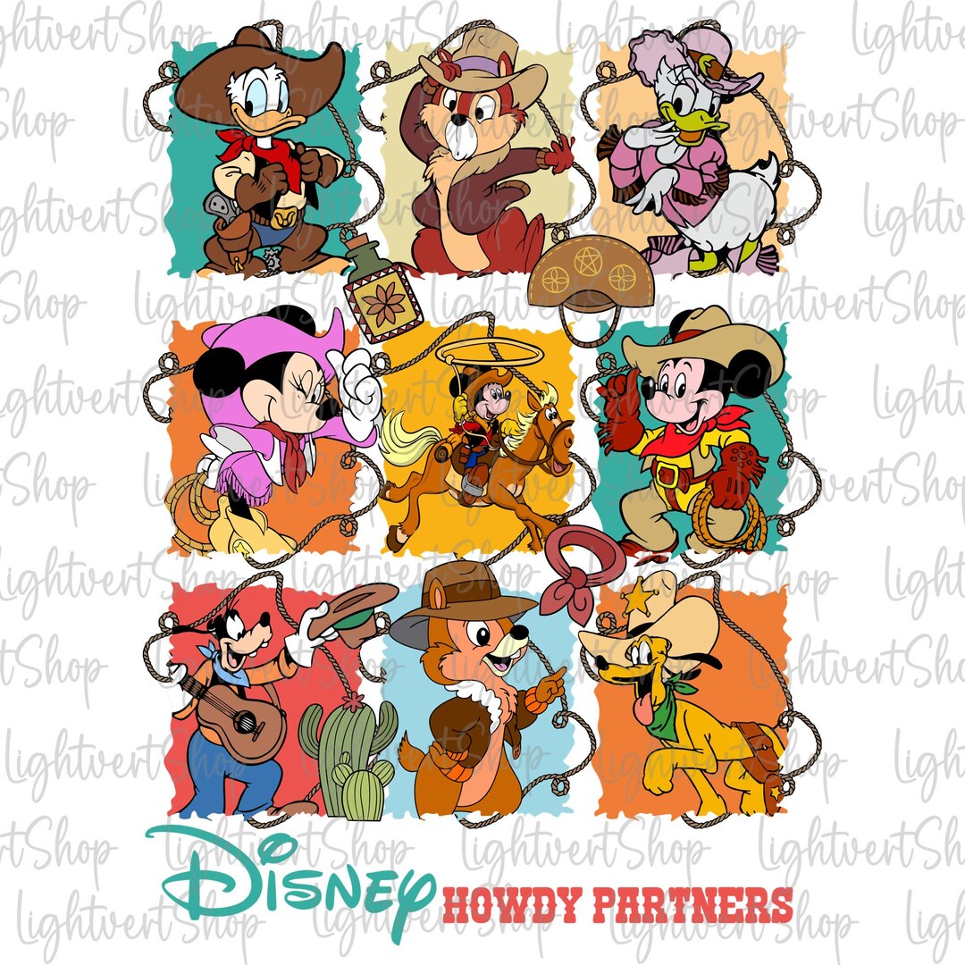 Howdy Partners T-shirt Design Png, Cowboy Mouse and Friends Shirt Png ...