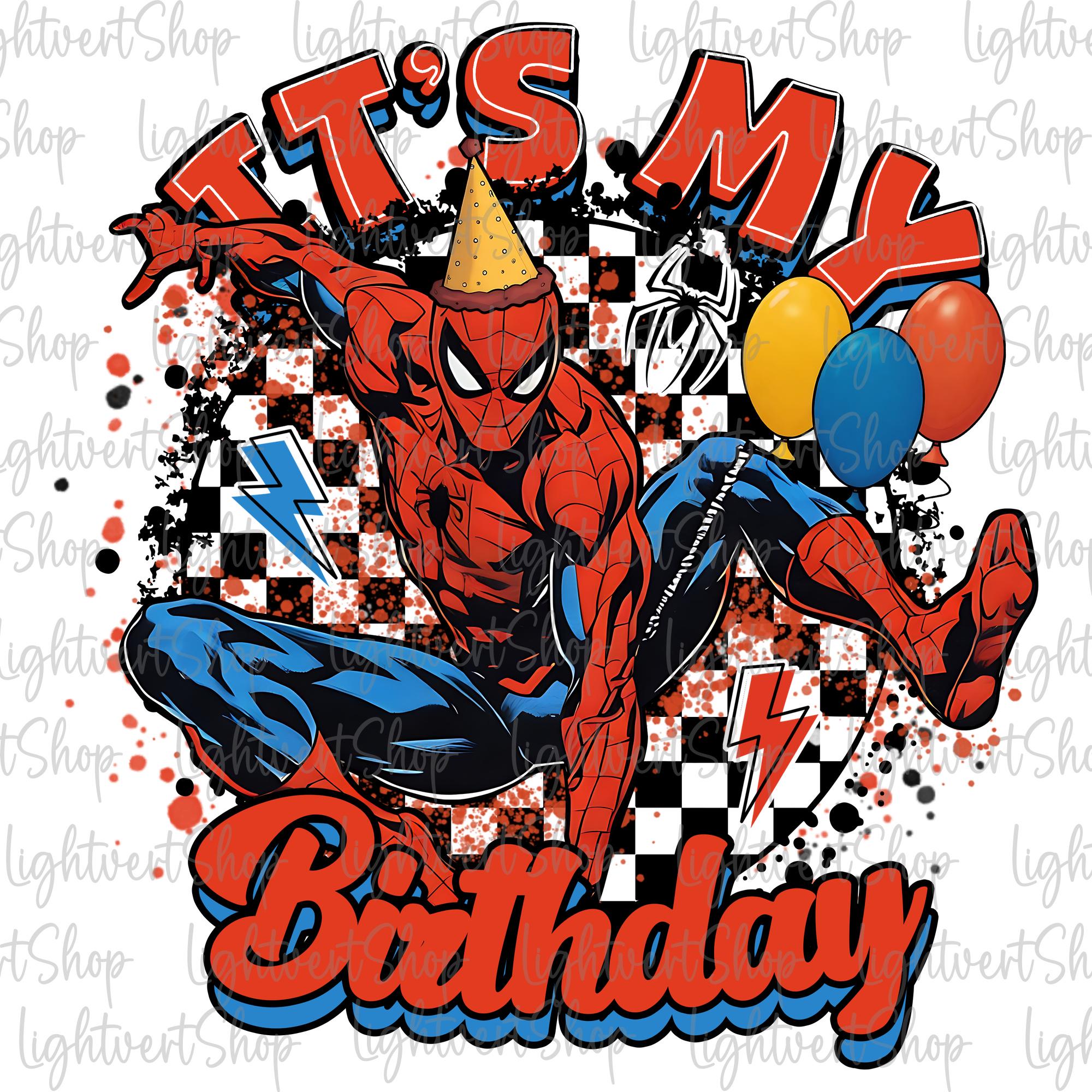 It's My Birthday Cartoon Spider Birthday Boy Shirt Png, Happy Birthday ...
