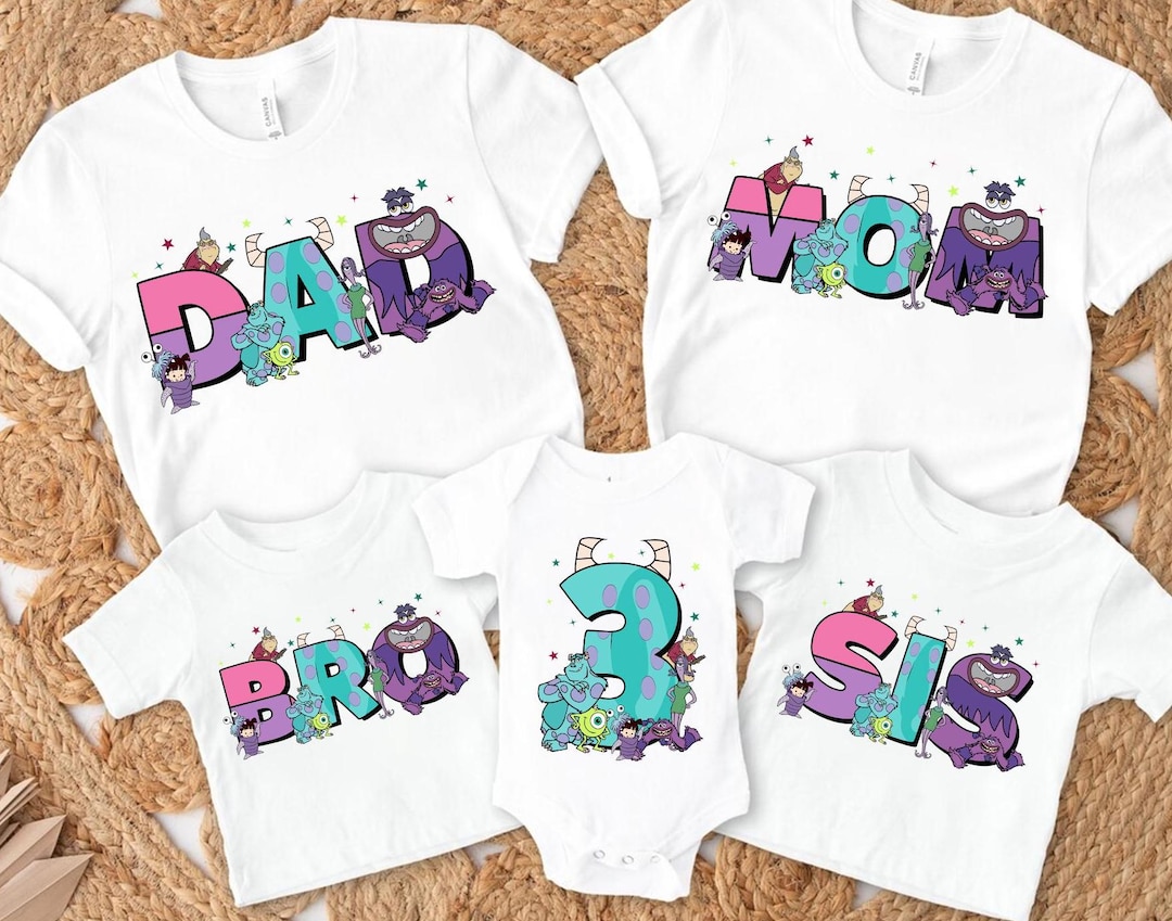 Personalized Cartoon Monster Shirt Png, Family Holiday 2026, Family ...