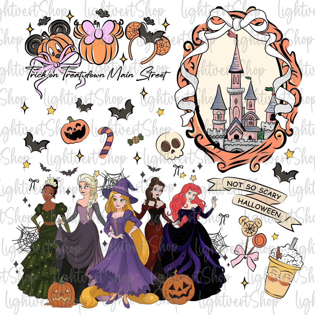 Halloween Coquette Princess Png, Mouse Not so Scary Png, Princesses ...