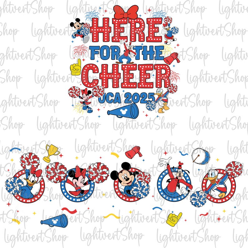 Here for the Cheer Png, Cheerleader 2025 Clipart, Mouse Cheer Pom Pom ...